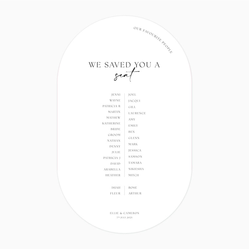 Grace | Seating Chart Sign – Skip Creative